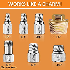BSUXMAFG 1.5" Tub Drain Extractor, 6PCS Pipe Nipple Extractor, Remove The Old, Broken, Stubborn, Rusted Drain Tub Bathtub Stopper, Strong Grab Plumbing Tools with Solid Storage Case