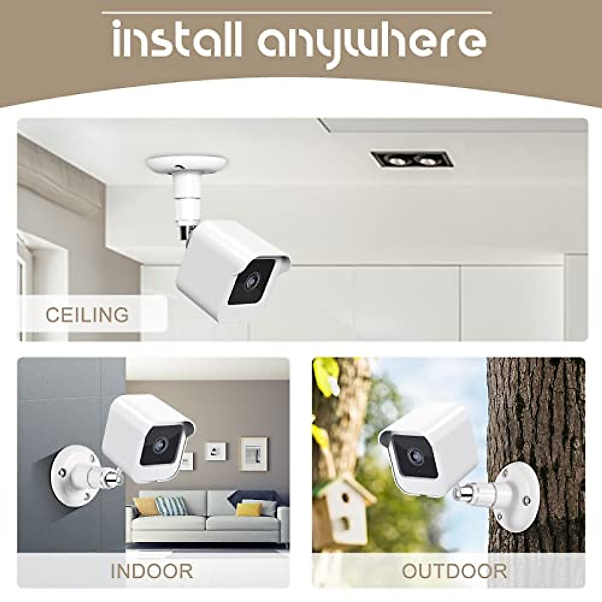 Wall Mount for Wyze Cam V3 , Outdoor and Indoor Weatherproof Protective Housing with 360 Degree Adjustable Mount Bracket, Home Security Camera System Accessories (WHITE-3Pack)