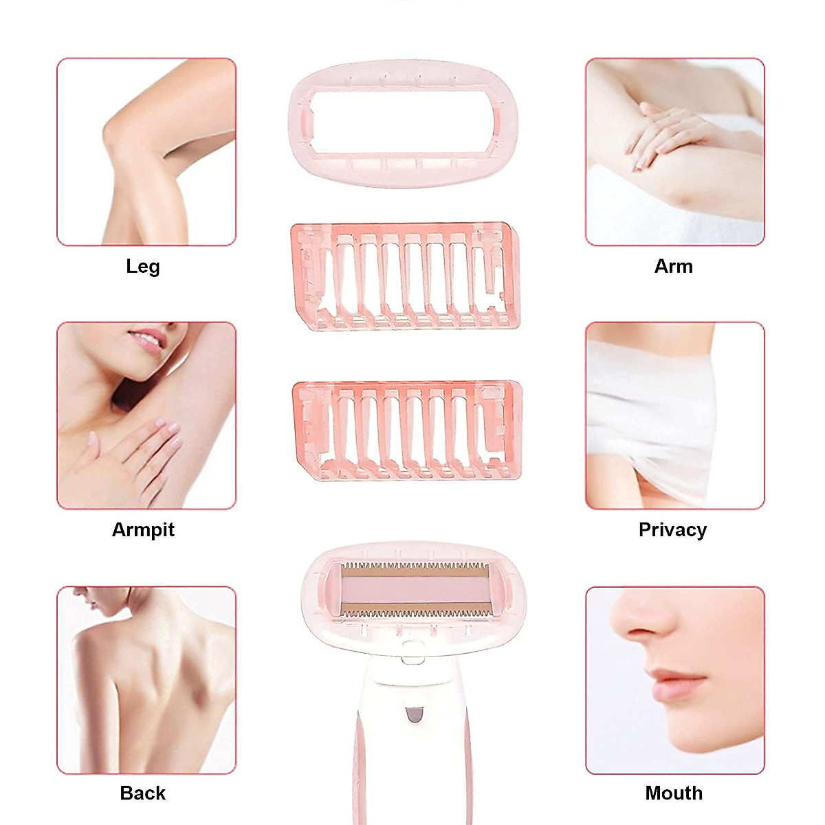 LinMei Razor Replacement Head Compatible for Finishing Touch Flawless Body Rechargeable Ladies Shaver and Trimmer with 3 Shaver Guide Combs, 2 Cleaning Brush, Bag