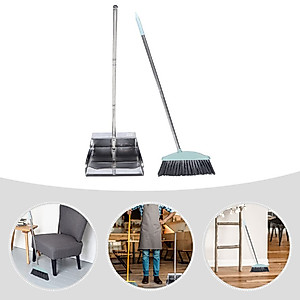ULTECHNOVO 1 Set Garbage Shovel Cleaning Scraper Long Handle Broom Floor Sweeping Broom Long Handle Dust Pan Broom and Dust Pan Ladlebroom Home Stainless Steel Office Dustpan Indoor