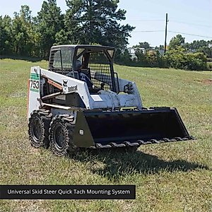 Titan Attachments 84" HD Skid Steer Dirt Bucket with Bolt-On Teeth, Rated 3,200 LB, Universal Quick Tach