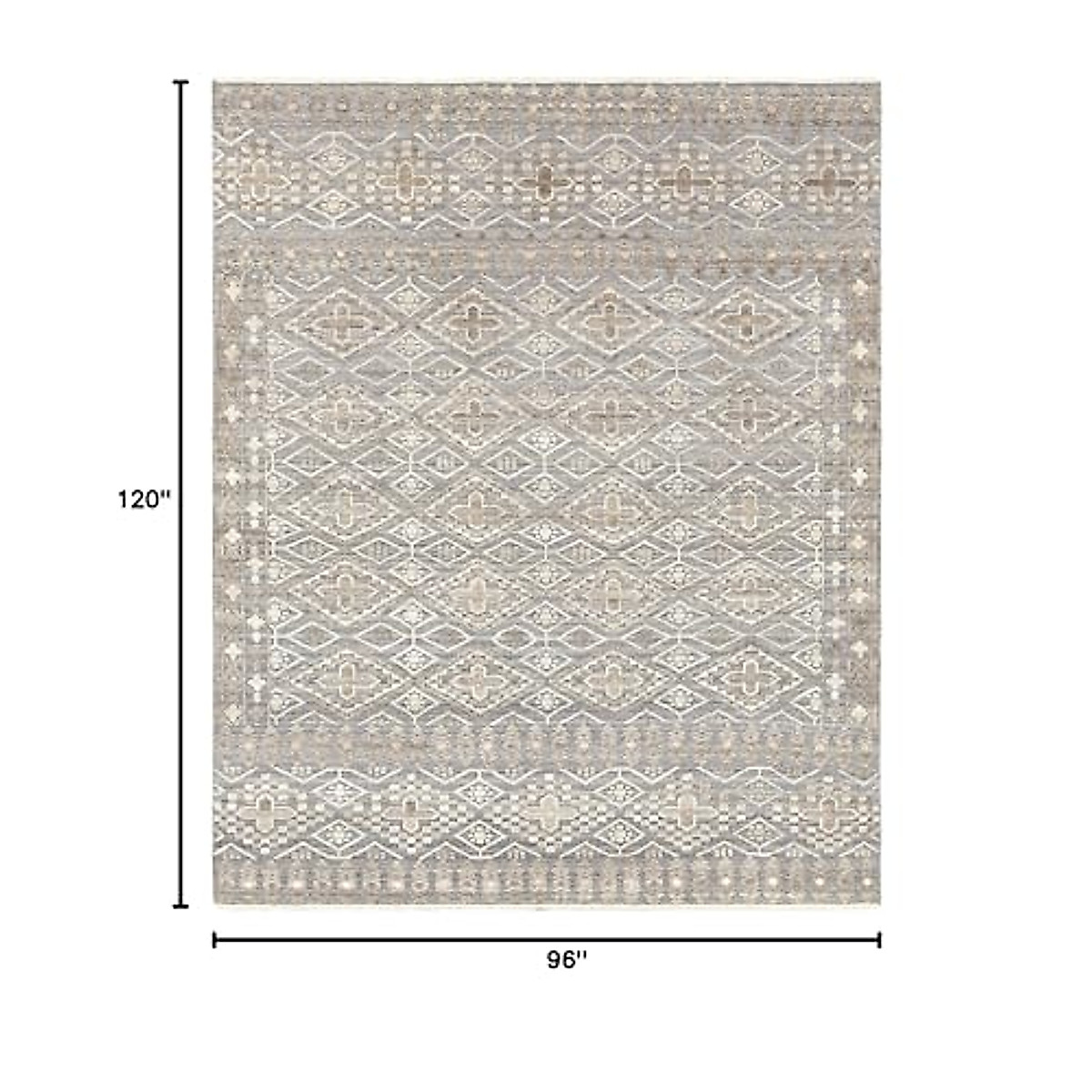Mark&Day Area Rugs, 8x10 Haalweide Traditional Medium Gray Area Rug, Grey Cream Carpet for Living Room, Bedroom or Kitchen (8' x 10')