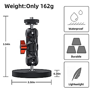 SUREWO Magnetic Camera Mount with Mini Universal Head, Magnetic Mount Base Stand with 1/4"-20 Thread Compatible with GoPro Hero 12 11 10 9 8 7 6 5 Black,D JI Osmo Action 4/3,AkASO and More