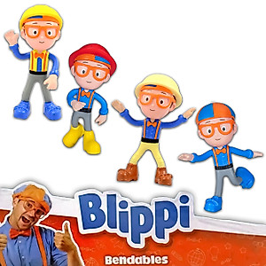 Blippi Bendable Action Figure Bundle for Boys and Girls ~ Blippi Bendable Toy for Kids, Toddlers | Blippi Figures with Stickers (Blippi Party Favors)