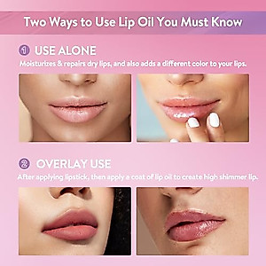 Lisara Hydrating Lip Glow Oil, Moisturizing Lip Oil Gloss, Non-Sticky & Long Lasting Lip Oil Tinted, Big Brush Head Clear Plumping Lip Gloss, Tinted Lip Balm for Lip Care and Dry Lips-Coral Pink