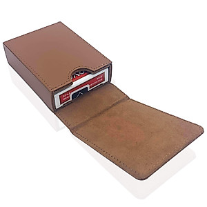 Luck Lab Single Deck Leather Playing Card Case/Holder - Fits Poker and Bridge size cards (Brown)