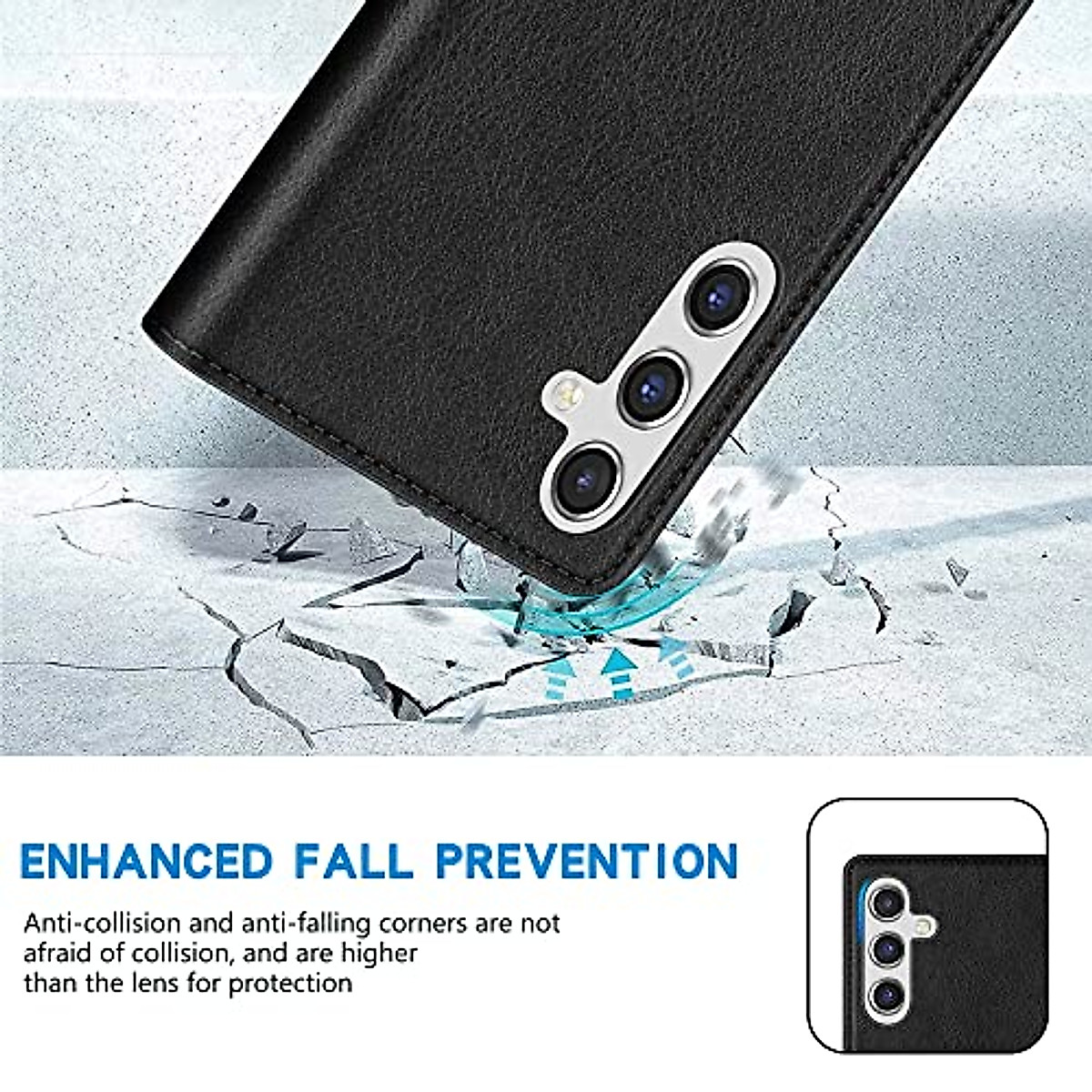 ZZXX Samsung Galaxy A14 5G Wallet Case with [RFID Blocking] Card Slot Stand Strong Magnetic Leather Flip Fold Protective Phone Case for Samsung Galaxy A14 5G Case Wallet(Black-6.6 inch)