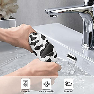 Yaateeh Animal Cow Print Face Towel Soft Absorbent Hand Towel Small Bath Towel Dish Guest Towels Washcloths for Bathroom Yoga Sports Kitchen Home Decor