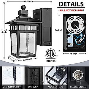 Dusk to Dawn Outdoor Lights Exterior Porch Lights with GFCI Outlet Sensor Outdoor Wall Light Fixture Wall Mount,Anti-rust Wall Lantern,Waterproof Wall Sconce,Outside Lights for House,Bulb not Included