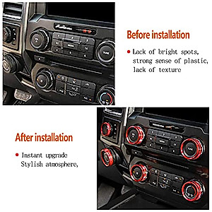 Knob Cover for F150 AC Climate Control Switch/Trailer/4WD/VOL/Tune Button Interior Center Console Trim Accessories Compatible with Ford F150 XLT 2016 2017 2018 2019 (Dark Red 6 Pcs)