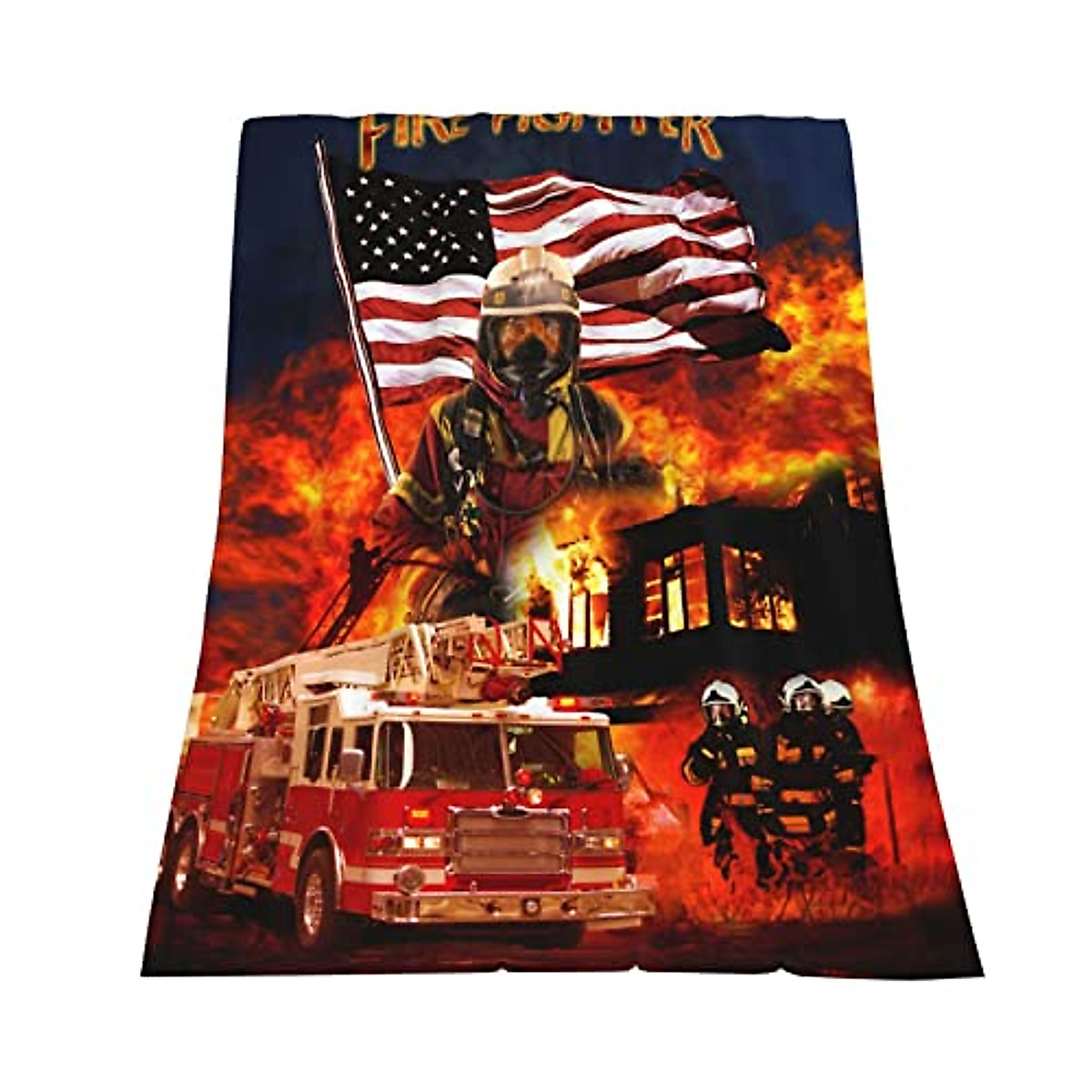 Firefighter Blanket Fireman Gifts for Men Fire Fighter Hero Fire Blanket Soft Fuzzy Warm Plush Flannel Throw Blankets for Sofa Couch Bed 50"X60"