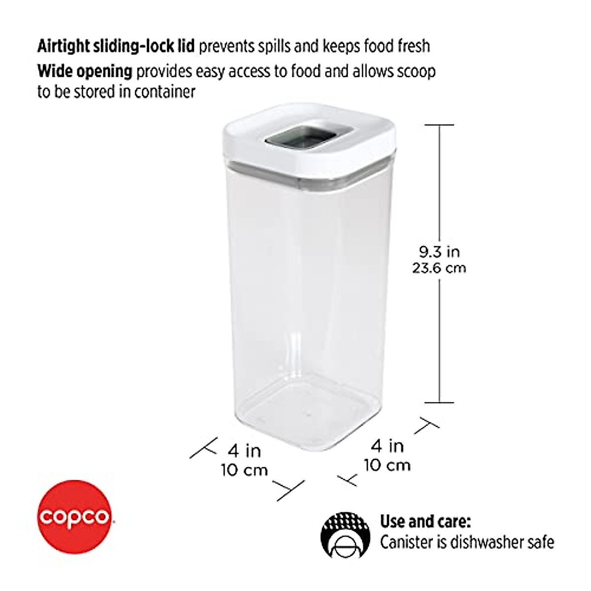 Copco Food and Organization Storage Container with Airtight Lid, 1.77-Quart, Clear