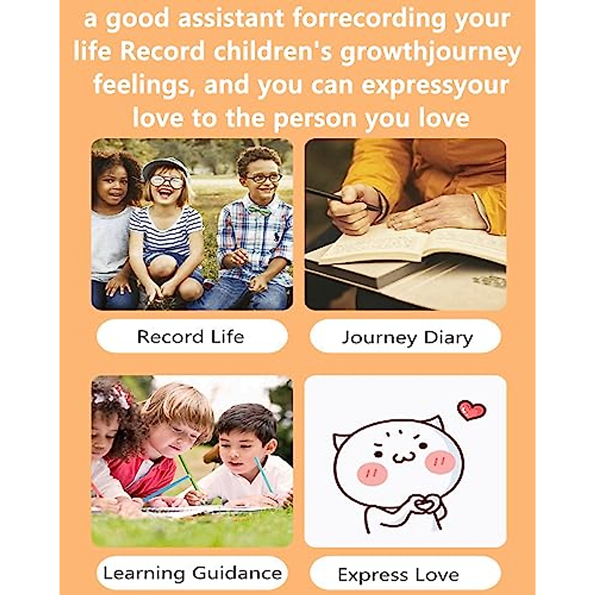 Mini Printer Portable, Pocket Thermal Printer with 5 Rolls Paper Compatible with iOS Android, Bluetooth Wireless Smart Printer for Learning Assistance, Study Notes, Work, Fun, Label List Note