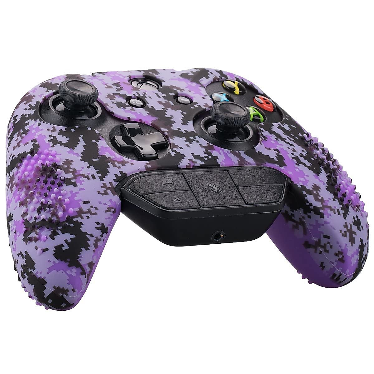9CDeer 1 Piece of Studded Customize Digital Camo Silicone Cover Skin Sleeve Case 8 Thumb Grips for Xbox One/S/X Controller Purple Compatible with Official Stereo Headset Adapte
