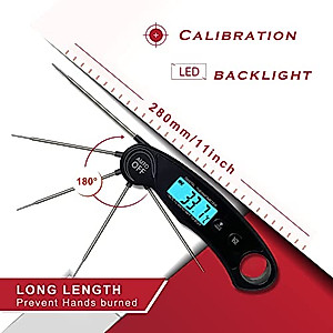 Bohran Digital Meat Thermometer,Instant Read Food Thermometer for Kitchen Cooking Grilling Smoker, with Fast&Accurate, Waterproof,Magnet,Backlight,and Folding Probe for BBQ, Turkey,Oven,Deep Fry