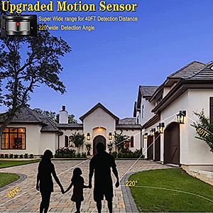 Karuoshirui Motion Sensor Outdoor Wall Lantern，Porch Lights Dusk to Dawn Sensor Exterior Light Fixtures Wall Mount，Aluminum Shell Black Outdoor Wall lamp Water Ripple Tempered Glass Outdoor Light