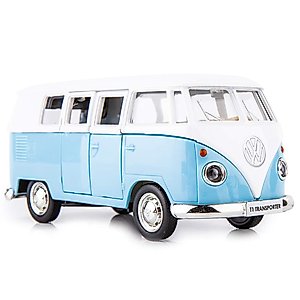 TGRCM-CZ 1/36 Scale Bus Casting Car Model, Zinc Alloy Toy Car for Kids, Pull Back Vehicles Toy Truck for Toddlers Kids Boys Girls Gift (Blue)