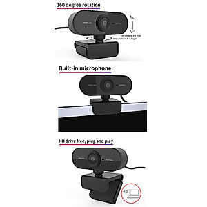 Outrip 1080p HD Webcam, Noise Reduction Microphone Stream Webcam,HD USB Webcam for PC Desktop Laptop,Used for Video Calling, Conference, Recording, Gaming, Studying with Rotatable Clip