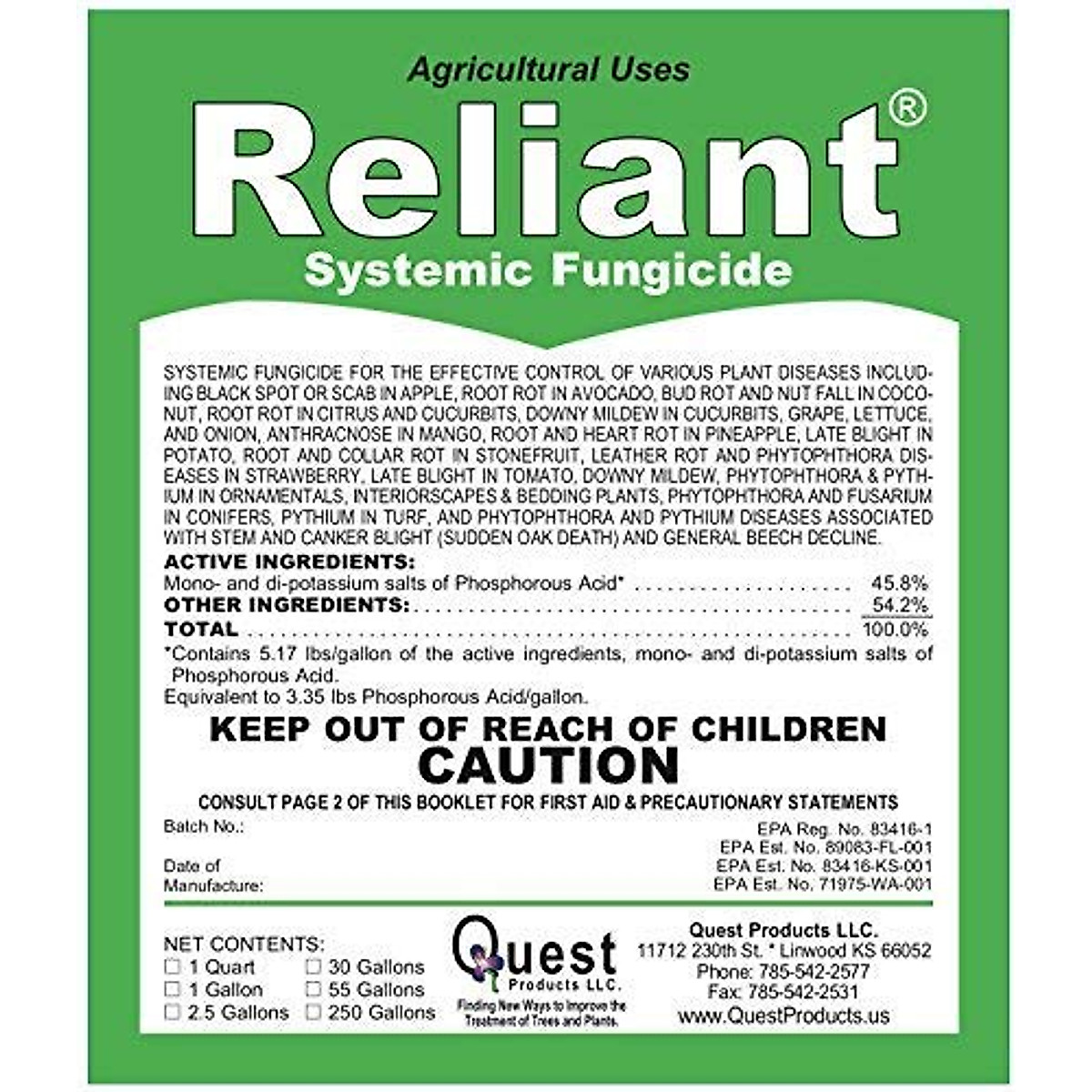 Reliant Systemic Fungicide (Agri-Fos/Garden Phos) 1 Quart/32oz