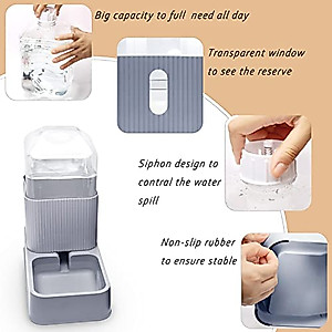 Automatic Cat Feeders Automatic Dog Feeder with Dog Water Bowl Dispenser 2 Pack Cat Feeder and Cat Water Dispenser in Set 1 Gallon for Small Medium Dog Puppy Kitten(Gray)