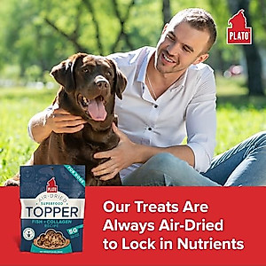 PLATO Pet Treats Air Dried Dog Food Topper, Dog Food Topper, Fish and Collagen Recipe, Superfood, Grain Free, Made in The USA, 12oz
