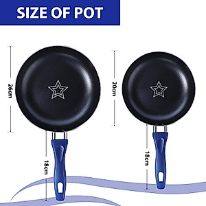 Almcmy Non-Stick Frying Pan Set, 2 Piece Omelette Pan Skillets, 8" and 10" Fry Pan with Heat-Resistant Handle, Pots and Pans, Induction Oven Safe, Dishwasher Safe - Send 1 Screwdriver & Cleaning Rag