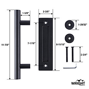 Wright Products 4 Pack Interior Barn Door Pull and Flush Handle Set - Mounting Hardware Included, Matte Black
