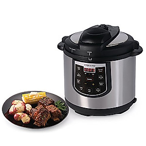 Presto 02141 6-Quart Electric Pressure Cooker, Black, Silver, Stainless steel