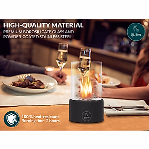 LIL_BEEZ Tabletop Fire Pit - Stainless Steel Portable Fire Pit - Crack-Resistant Small Indoor Table Firepit - Mini Fireplace with Borosilicate Glass