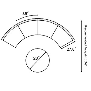 OC Orange-Casual 5 Piece Patio Furniture Set Half-Moon Outdoor All-Weather Wicker Sofa with Coffee Table, Brown Rattan Turquoise Cushion (Pillows Included)