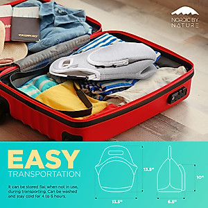 Insulated Large Neoprene Lunch Bag For Women, Men & Kids | Extra Pocket | 5 mm Insulation | 13.5” Big | Washable | Soft Designer Cotton | Best YKK Zipper In The World | LightGrey Lunch Box