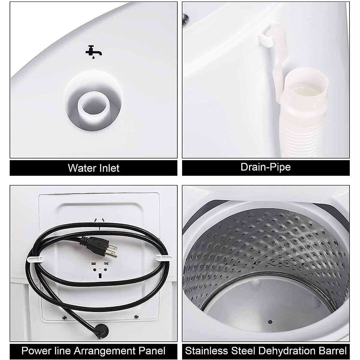 Portable Twin Tub Mini Washing Machine w/Spin and Dryer Function, Compact Design for College Dorms, Apartment, RV’s. Mini laundry Barrel Washer for Baby Clothes, Underwear, Delicates and More-Blue