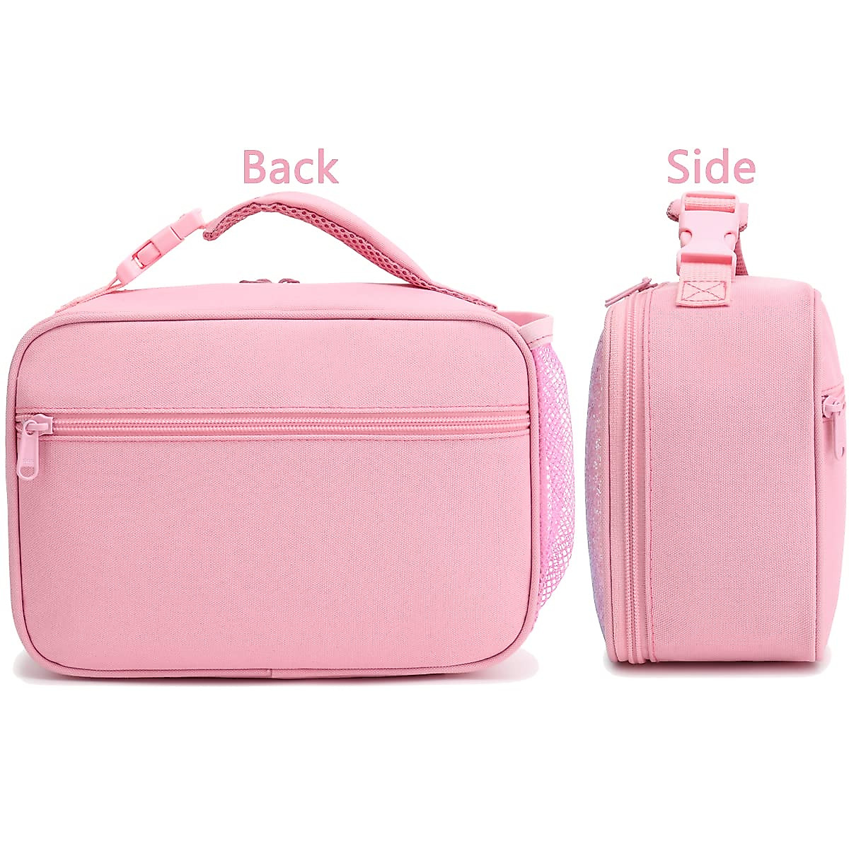 FlowFly Kids Lunch box Insulated Soft Bag Mini Cooler Back to School Thermal Meal Tote Kit for Girls, Boys, Glitter-RainBow