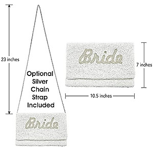Bride Clutch Purse Bridal Shower Gift for Bride White Purse with Silver Letters THE BEADED LILY White Bride Clutch With Silver Letters