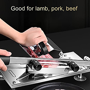 Manual Frozen Meat Slicer - Stainless Steel Meat Cutter Beef Mutton Roll Bacon Cheese Vegetable Food Sheet Slicing Machine for Home Cooking and Commercial Cooking(20 Bags)