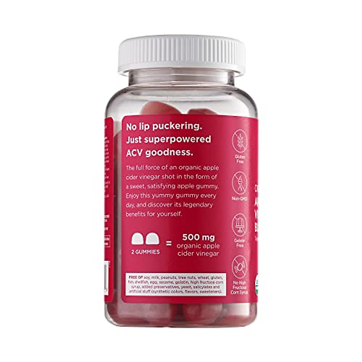 Organic Apple Cider Vinegar Gummy Vitamins, Digestive Health Support, 60 Vegan ACV Gummies (2 Pack) by Hyland's Naturals