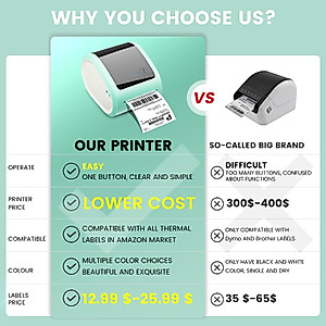 ASprink Bluetooth Thermal Label Printer 4X6 - Wireless Shipping Label Printer for Small Business Packages - Thermal Label Printer Bluetooth, Shipping Label Printer Compatible with iPhone, USPS, Amazon