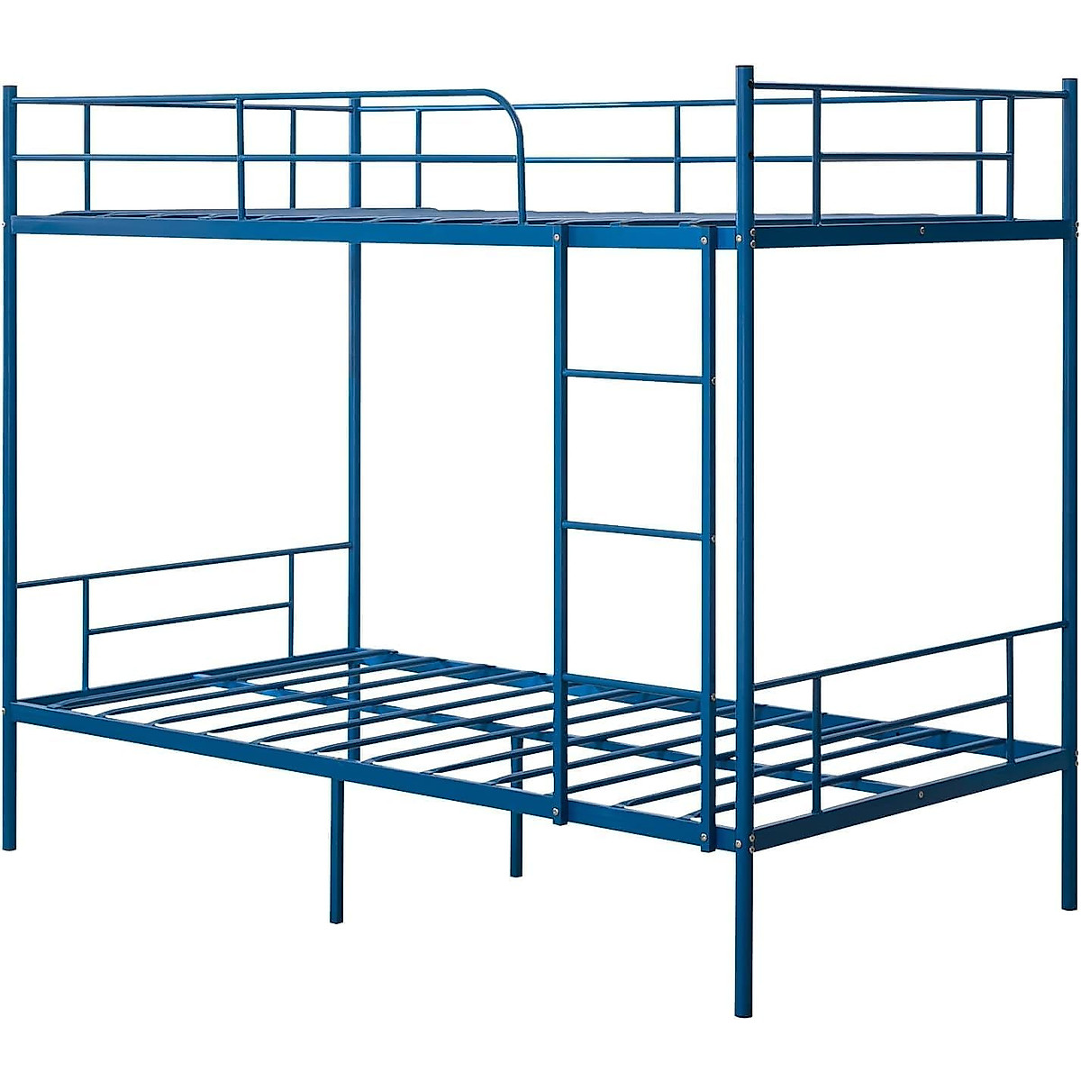 Bunk Bed Twin Over Twin, Twin Over Twin Bunk Bed with Metal Guardrail and Ladder, Heavy Duty Twin Bunk Beds for Boys, Girls, Teens, Adults, No Box Spring Needed, Noise Free (Navy Blue)