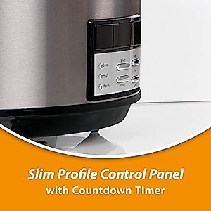 Crockpot 8 Quart Slow Cooker with Auto Warm Setting and Cookbook, Black Stainless Steel