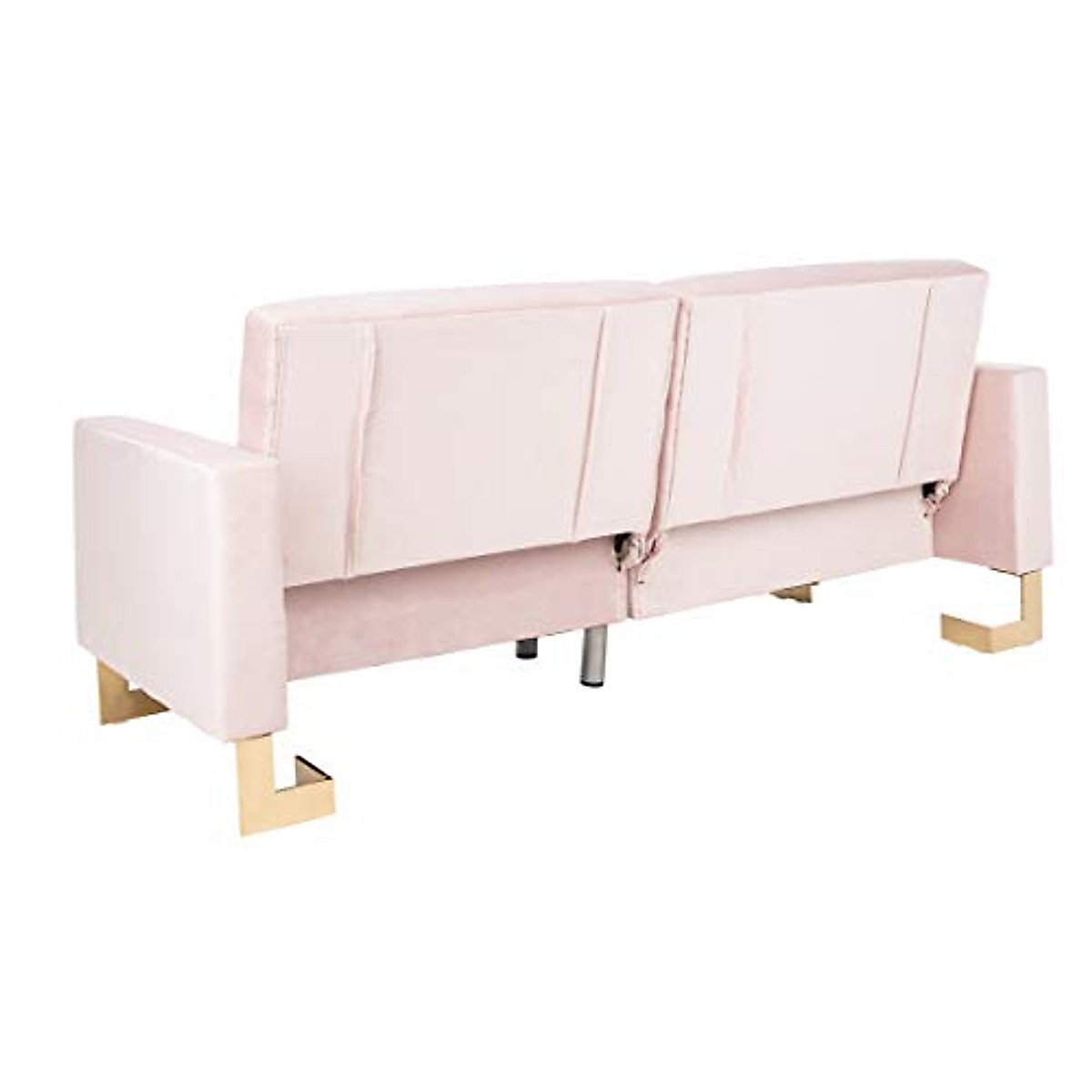 Safavieh Home Tribeca Glam Blush Velvet and Brass Foldable Sofa Bed