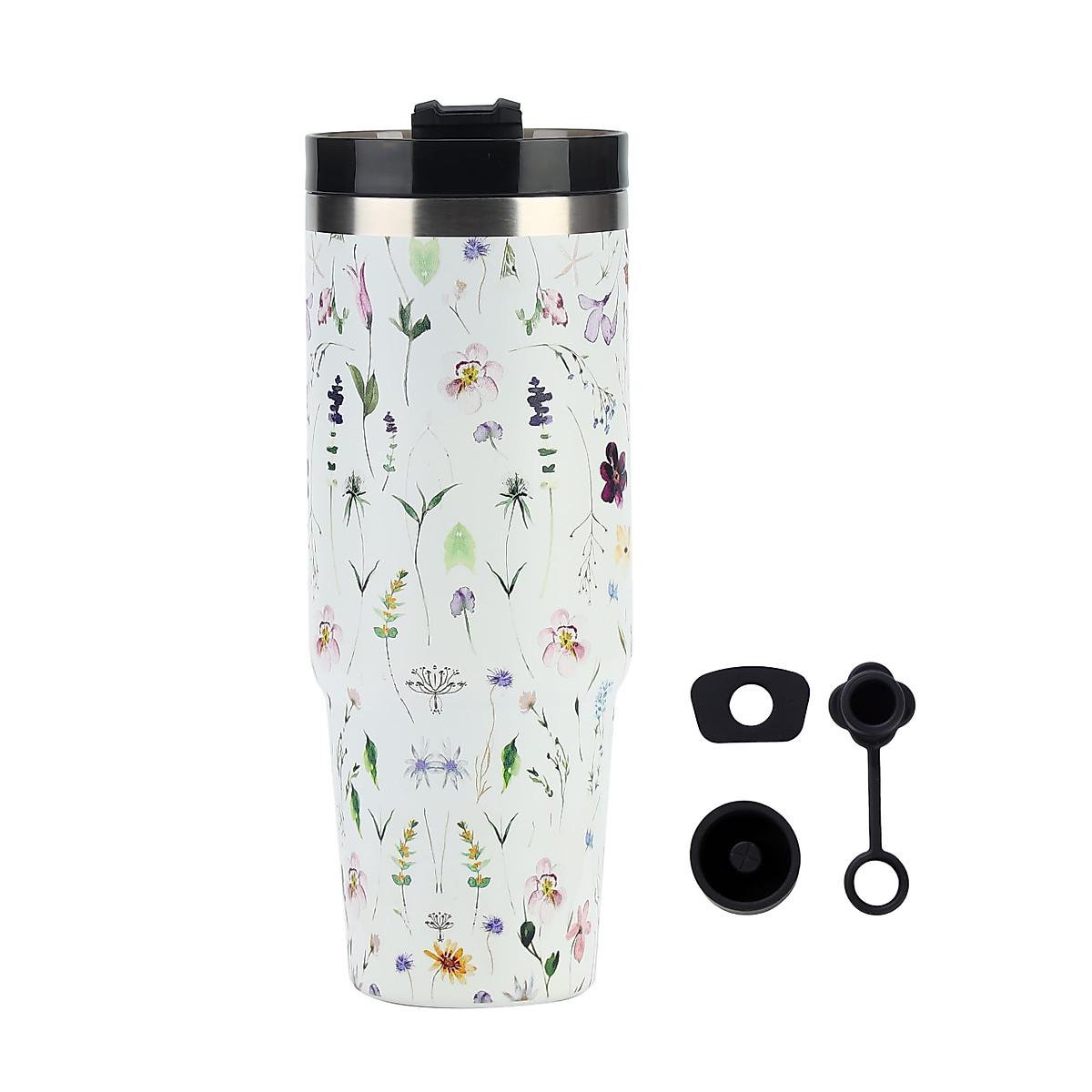 Beuty Floral 30 oz Tumbler with Lid And Straw,Stainless Steel Vacuum Insulated Travel Mug,Reusable Water Bottle Vacuum Travel Coffee Mug Cup,Gifts For Women Girls,Personalized Design Rose Gift Box