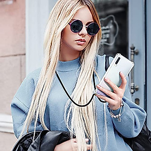 kwmobile Crossbody Case Compatible with Samsung Galaxy A50 Case Strap - Magnolias Pink/White/Transparent