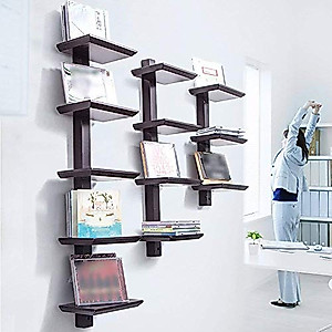PIBM Stylish Simplicity Shelf Wall Mounted Floating Rack Wooden Solid Wood Storage Shelves Books Collection Display,3 Colors Avaliable,3 Layers / 4 Layers / 5 Layers, Black , 3piece Set