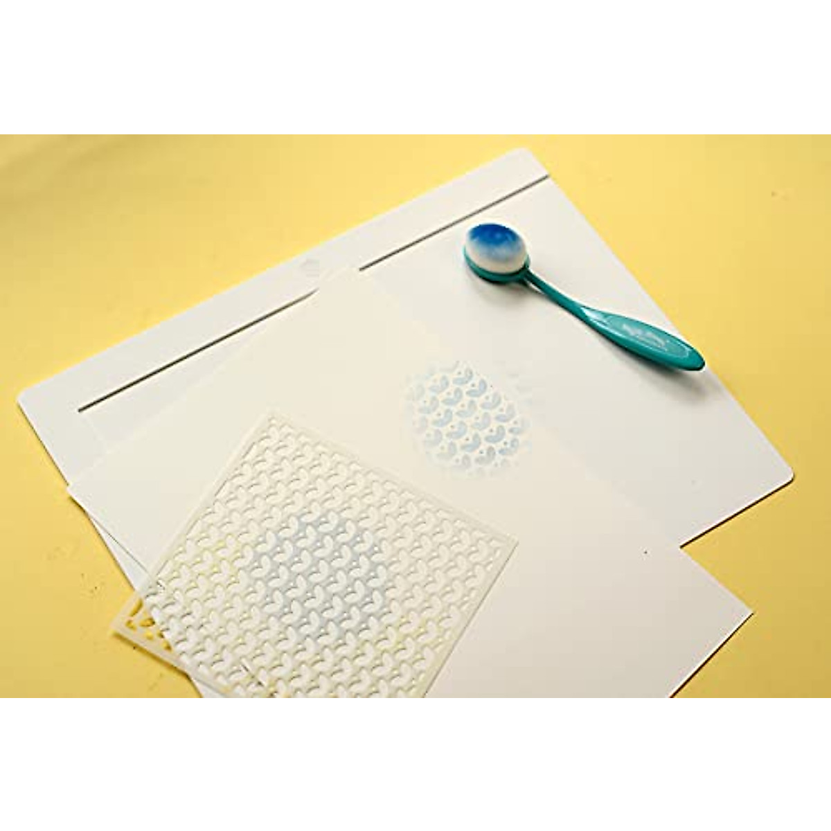 Waffle Flower Stencil Mat - Matte White Silicone Craft Mat w/Storage Bag for Ink Blending. Non-Slip, Waterproof, Heat-Resistant, Non-Stick and Non-Reflective. 9x12" Open Edge for Bigger Media Sizes.