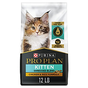 Purina Pro Plan With Probiotics, High Protein Dry Kitten Food, Shredded Blend Chicken & Rice Formula - 12 lb. Bag