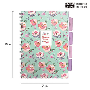 Pukka Pad 5 Subject Spiral Notebook 3-Pack - 200 Pages, 100 Sheets of 80GSM Paper with Repositionable Dividers & Perforated Edges for School & Office Planning & Organization - B5-7 X 10, Blossom