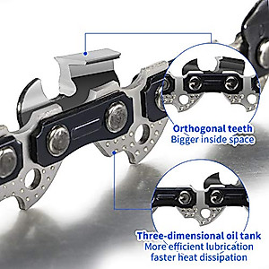 PANZHENG Chainsaw Chain for 12-Inch Bars, S44, 3/8" LP Pitch - .050" Gauge - 44 Drive Links, fits Oregon, Stihl, Husqvarna, Echo, Homelite, Poulan, Worx, Chicago（3-Pack）