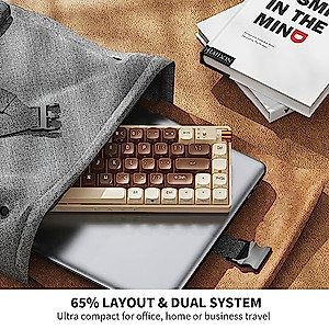 ROYALAXE R68 TKL Mechanical Keyboard, Upgraded TTC Gold Pink Switches, Hot Swappable Wired/Bluetooth 5.0/2.4G Wireless Keyboard with RGB Light for Windows & Mac, PBT Keycaps, Lava Brown