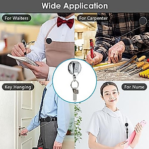 Landhoow 2 Pcs Retractable Pull Pen Pencil Holder, 27.5'' Retractable Pen Holder for Carpenters, Workers, Nurses, Waiter, Universal Pen Lanyard Retractable with Belt Clip and Key Ring (Patent Pending)