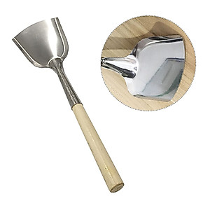 MOFUCA Fireplace Ash Shovel Heat Resistant Stainless Steel Ash Dust Pan with Wood Handle Winter Fireside Fire Accessories,1pc
